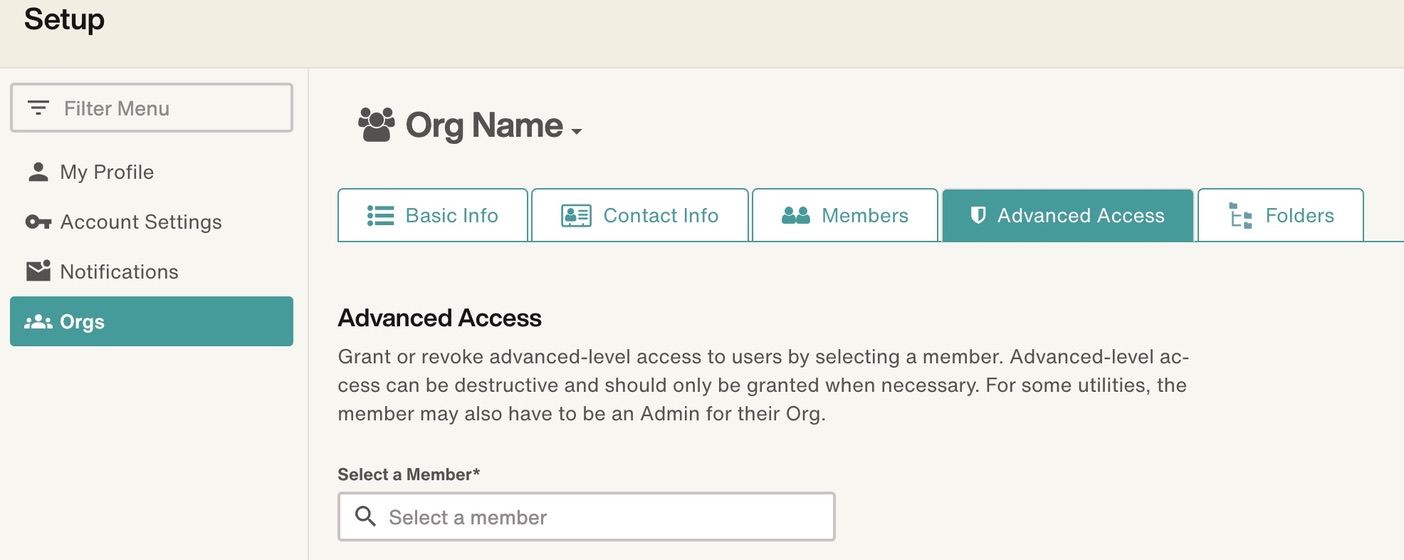 Advanced Access Tab – Filevine Help Center