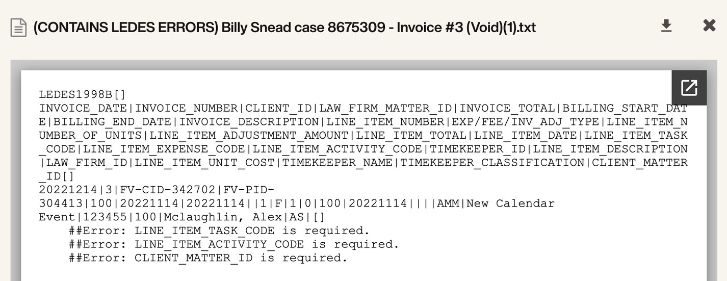 Create LEDES 1998B Bills – Filevine Help Center
