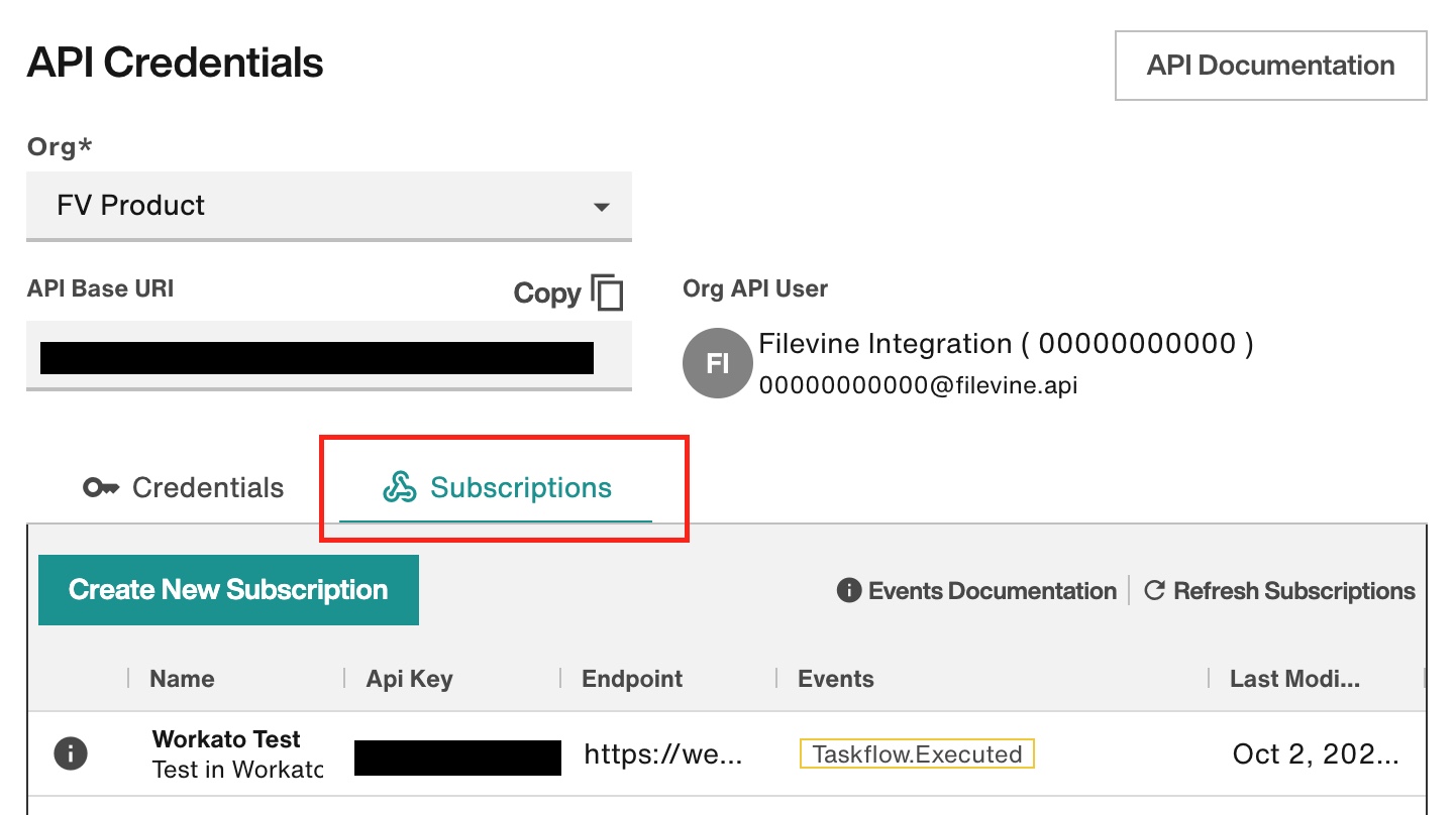 API Subscriptions Q&A – Filevine Help Center