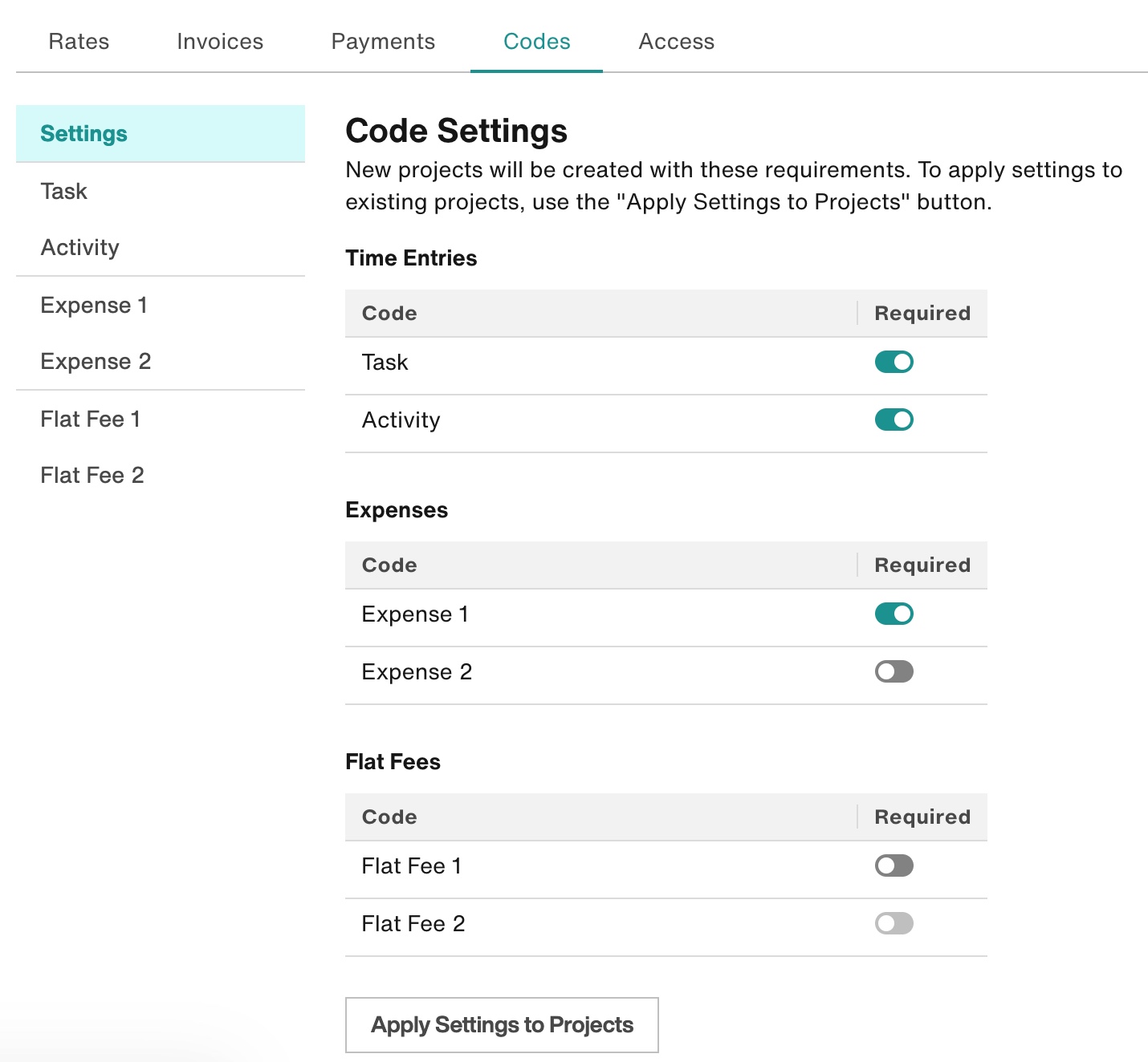 Billing Code Set Management – Filevine Help Center