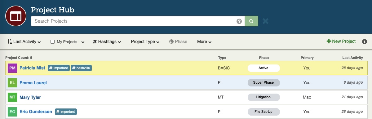 Project Hub – Filevine Help Center