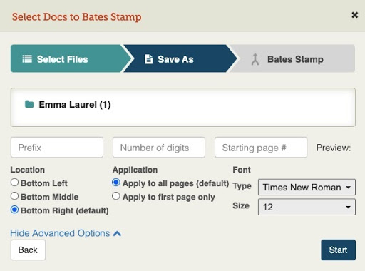 Bates Stamping – Filevine Help Center