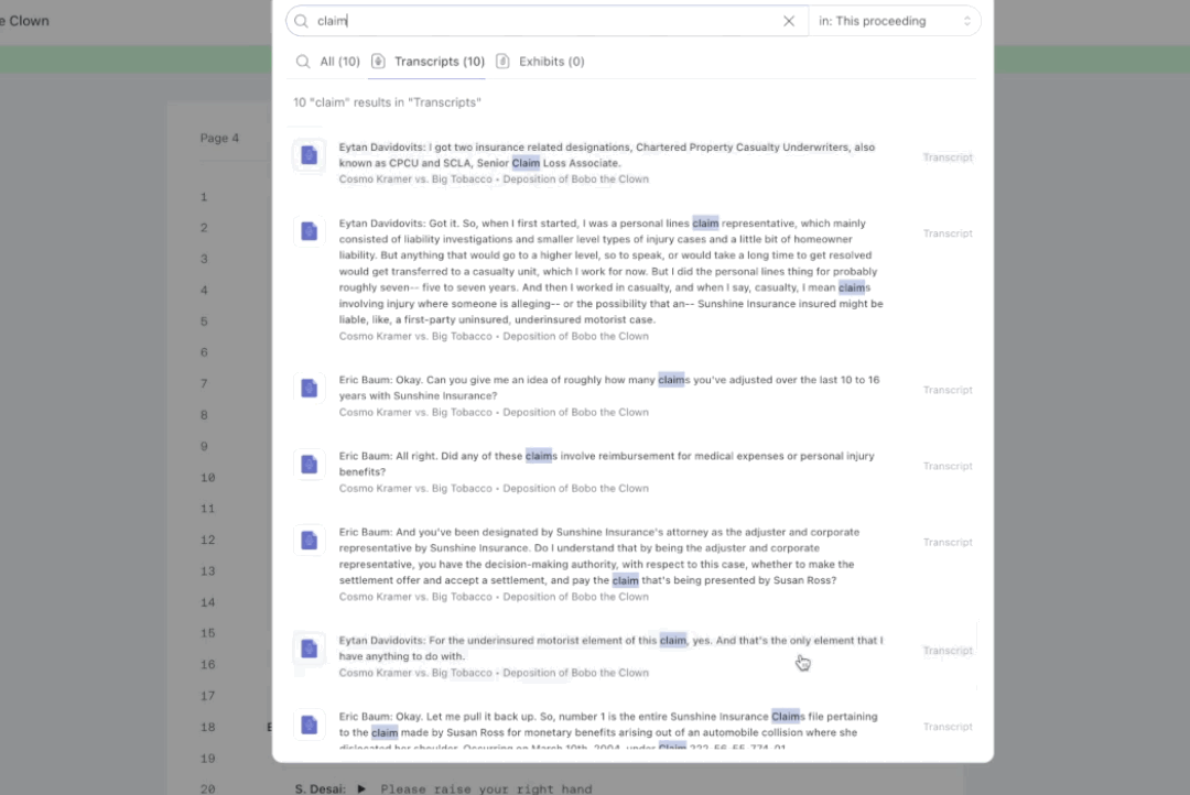 Search Transcripts and Cases – Filevine Help Center