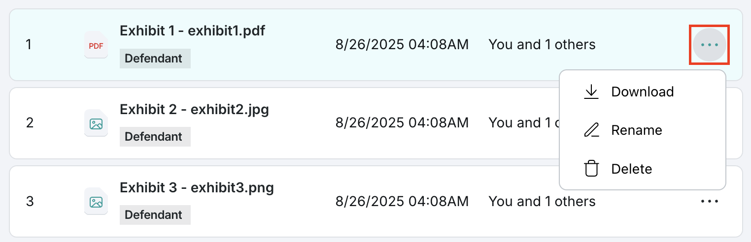 Manage Exhibits – Filevine Help Center