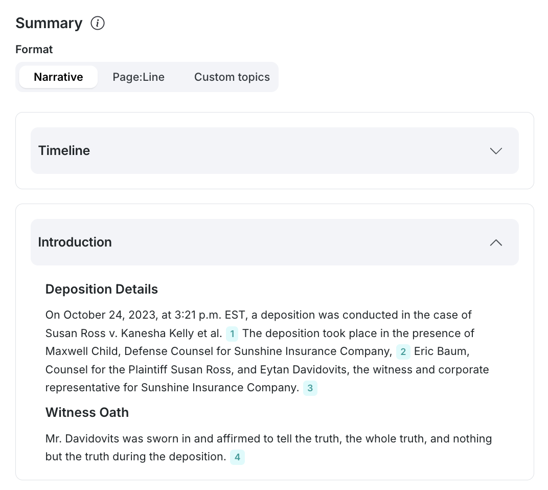 Deposition Summaries – Filevine Help Center