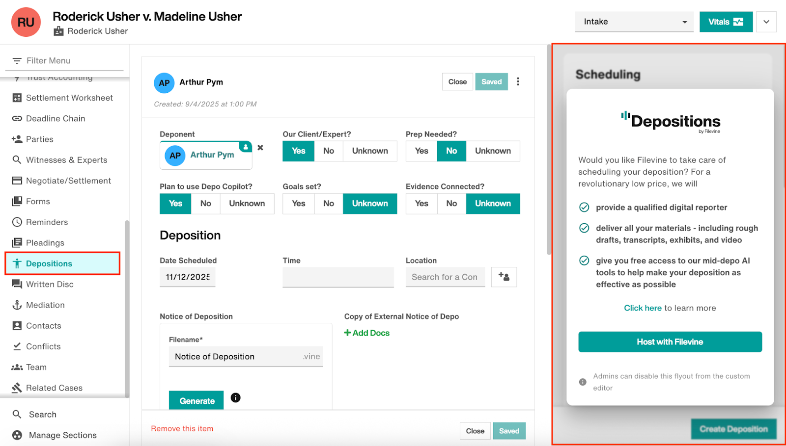 Schedule Hosted Depositions in Filevine (BETA) – Filevine Help Center
