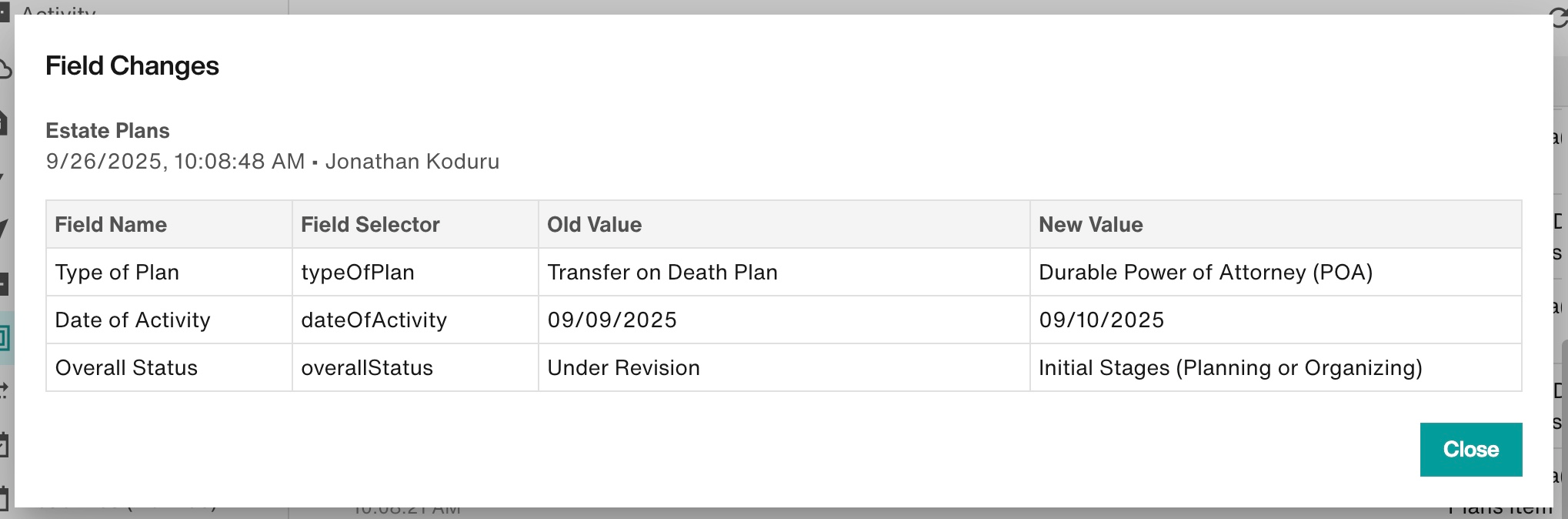 User Activity Log Section – Filevine Help Center
