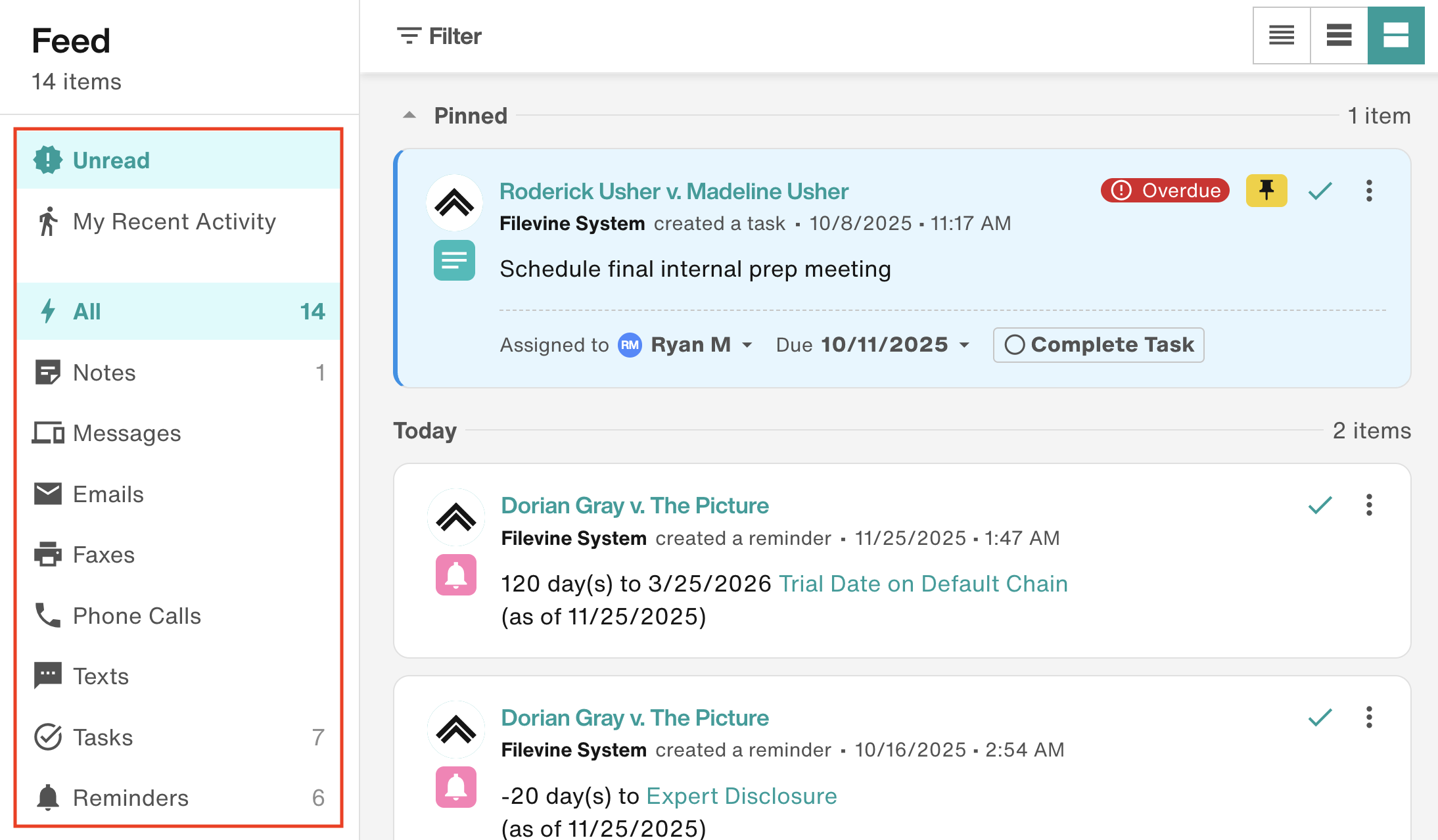 User Feed – Filevine Help Center