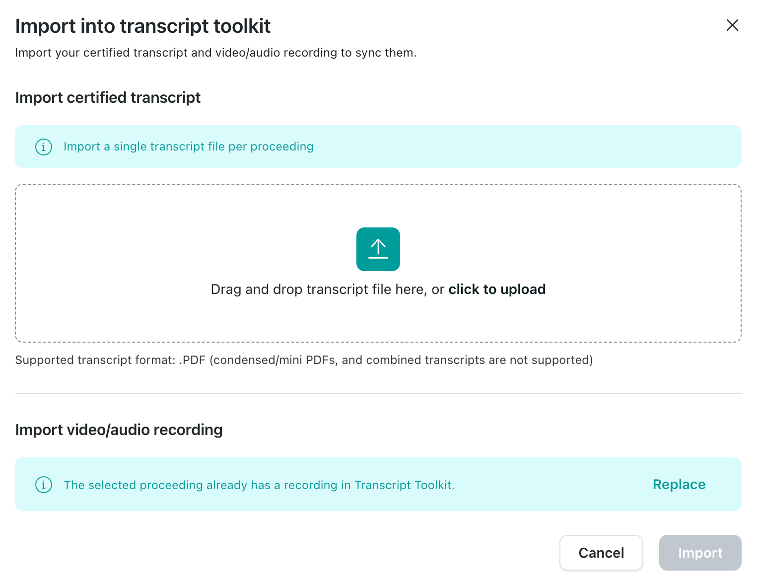 Import Transcripts or Recordings – Filevine Help Center